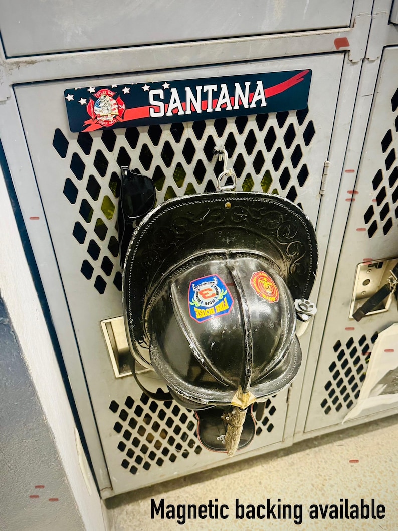 Firefighter Gear Locker Name Plate | Firehouse Gear Rack Tag ...