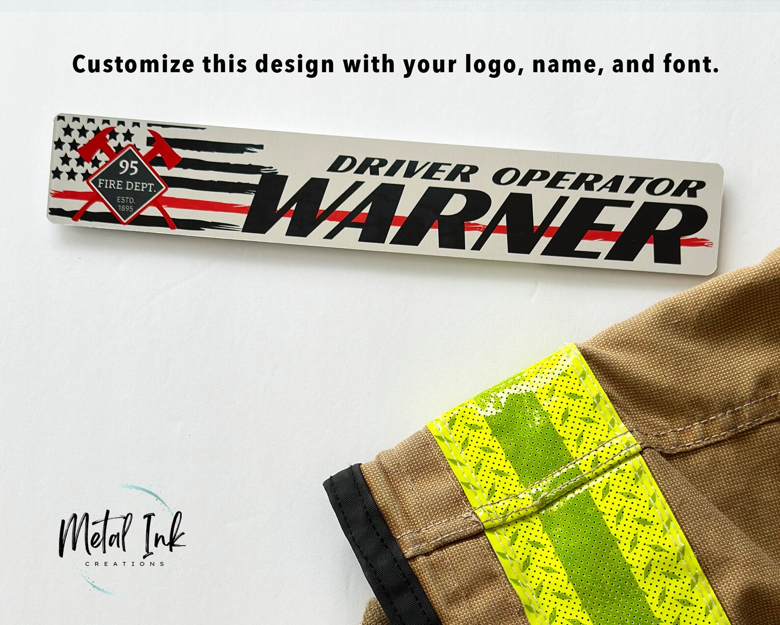 Firefighter Locker Name Tag | Firehouse Name Plate for Locker | Full ...