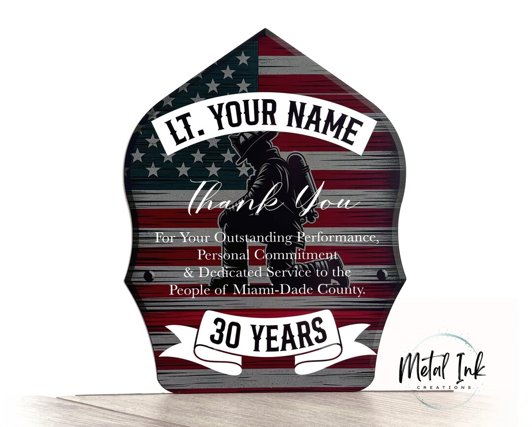 Personalized Firefighter Shield Plaque: Retirement Gift, Service Award ...