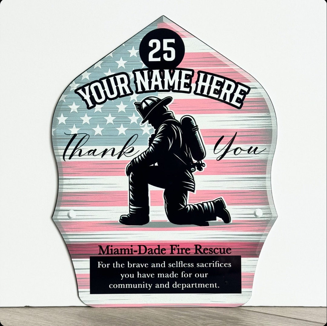 Years of Service Gift Firefighter Shield Plaque Retirement Gift for ...