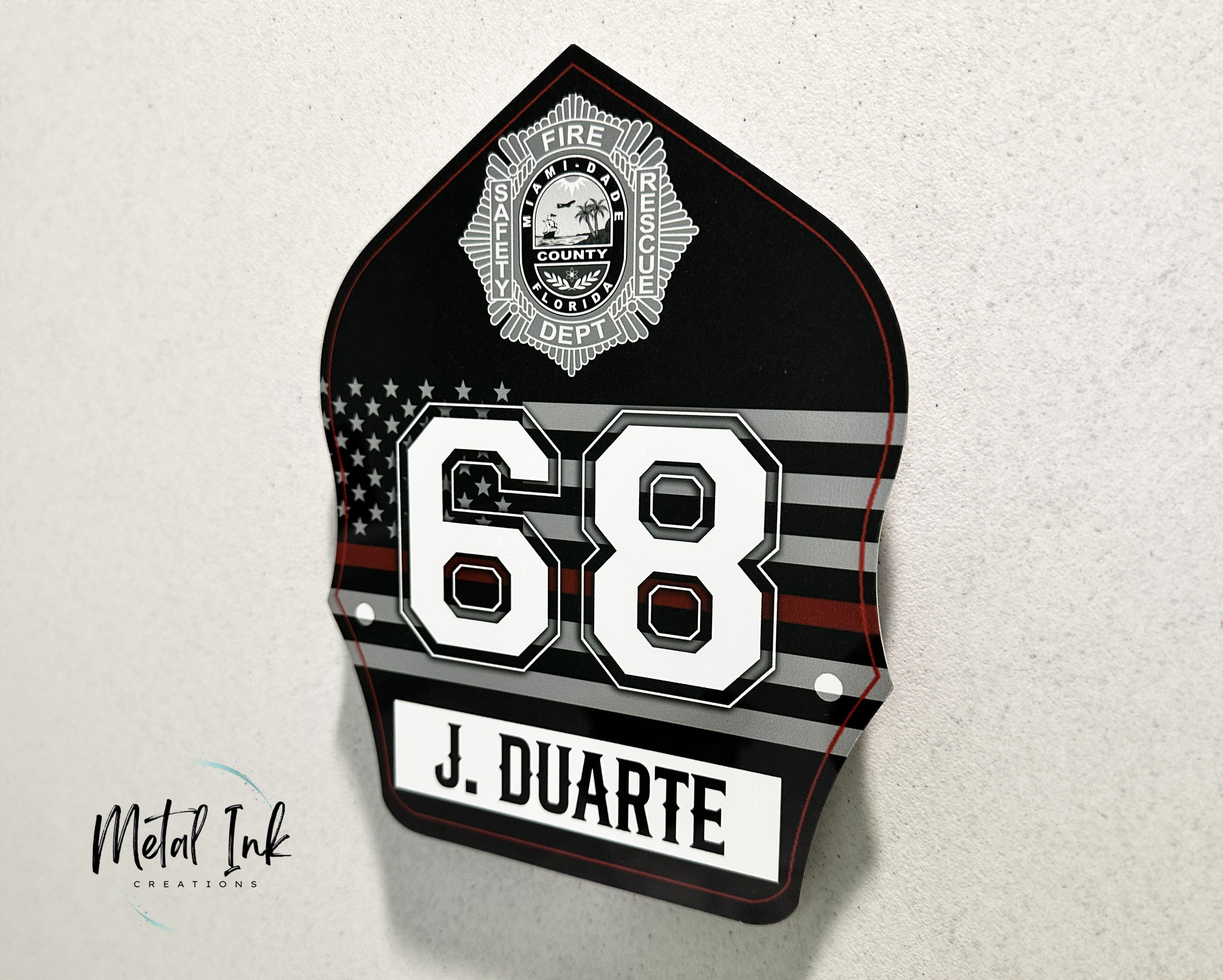 Helmet Shield 9x7 Metal Art Shield Nameplate for Locker Fireman Shield ...