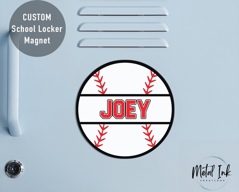 Personalized Baseball Locker Magnet: Custom Team Name Tag, School ...