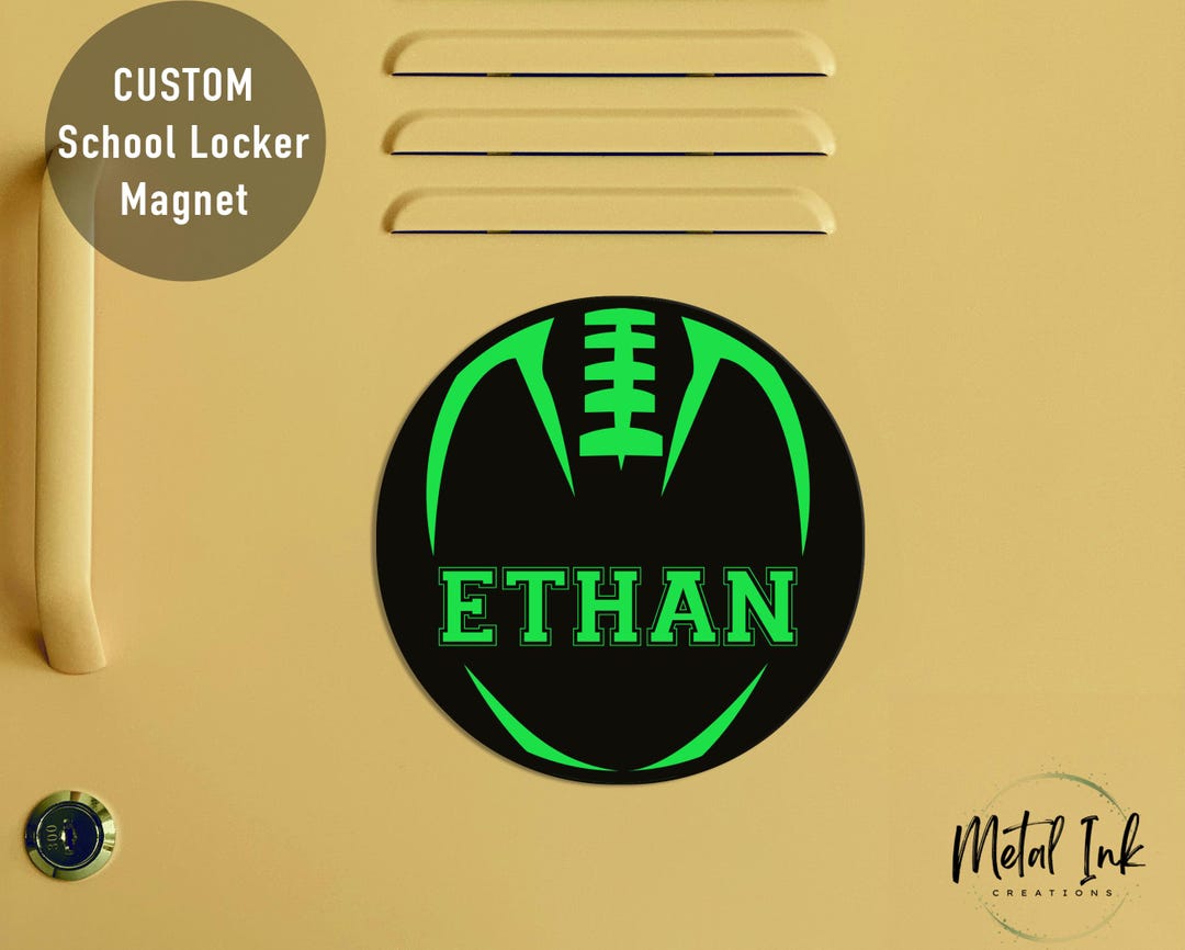 Metal Football Locker Magnet | Sports Name Magnet | Personalized Fridge ...