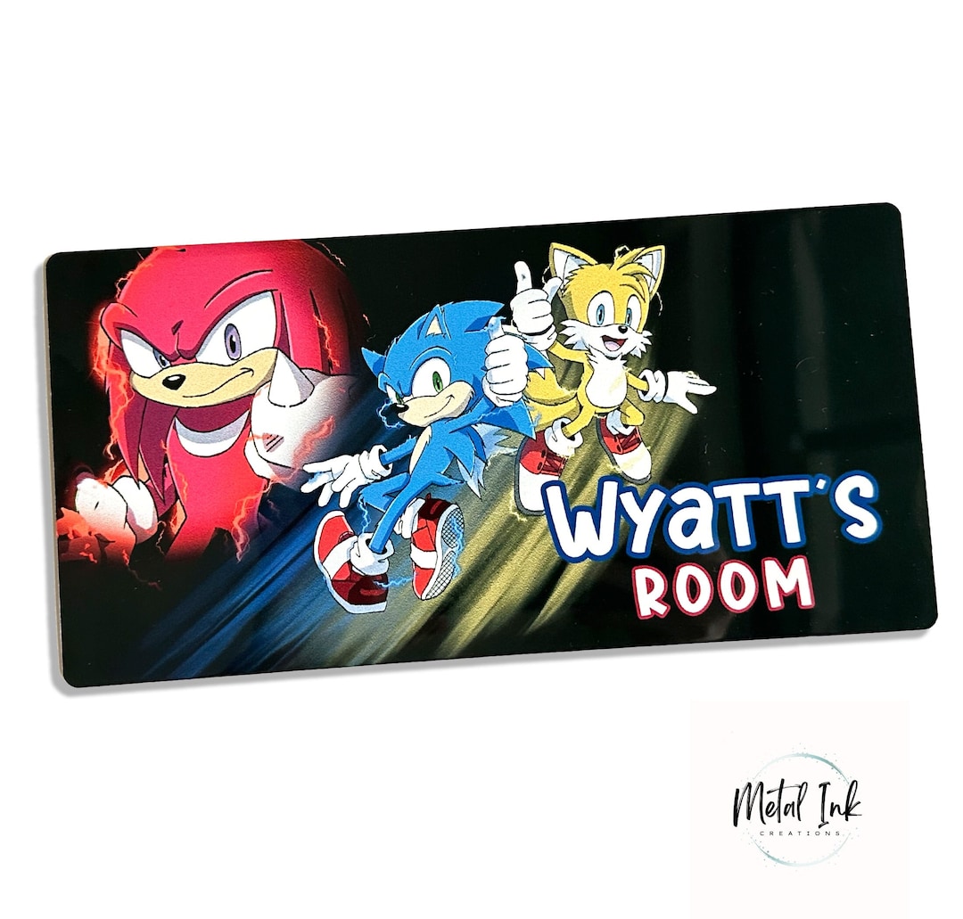 Kid's Personalized Name Bedroom Door Sign, Custom Hero Hedgehog Room ...