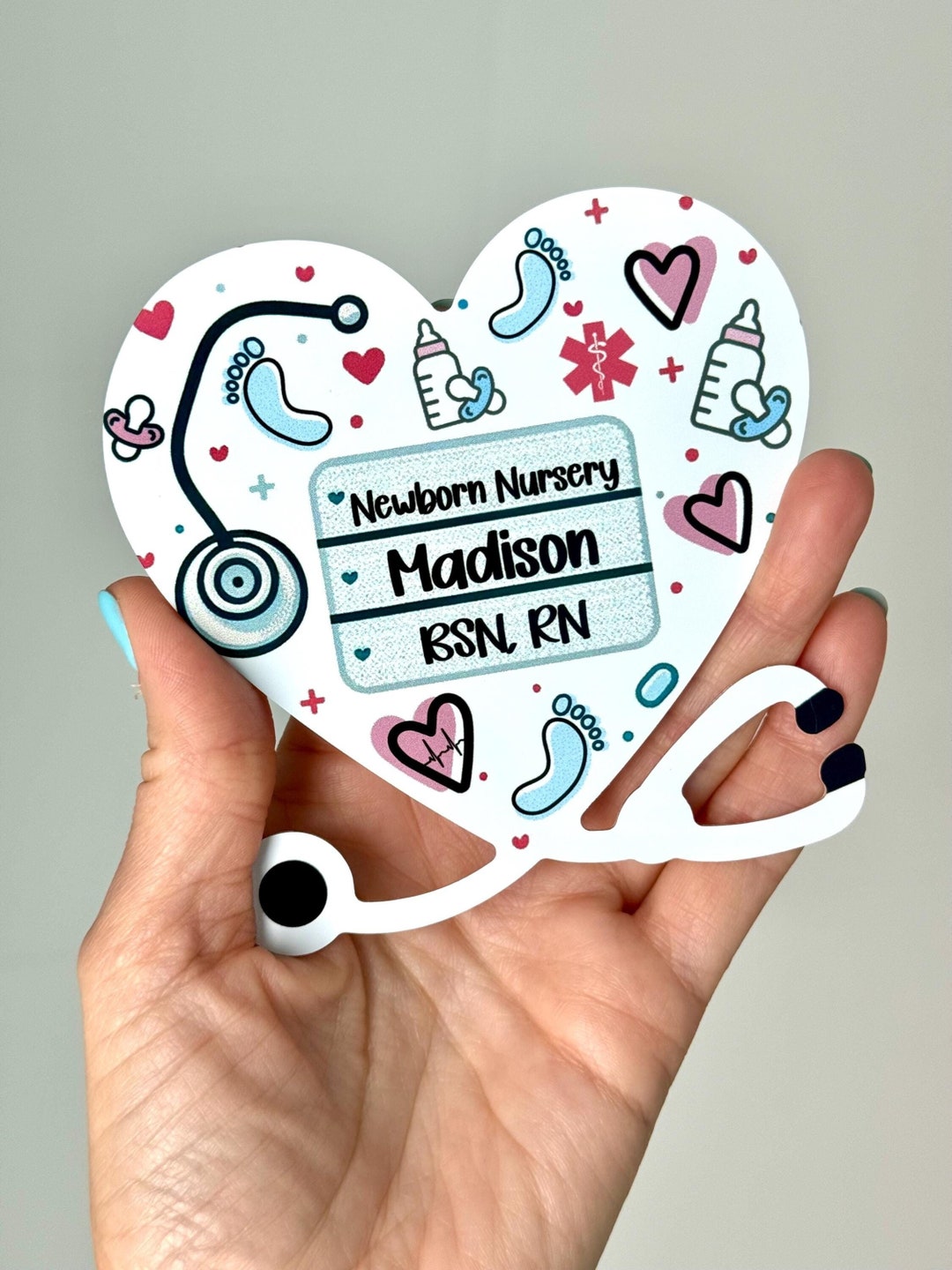 Personalized Nurse Locker Magnet: Heart Stethoscope Design | NICU Nurse ...