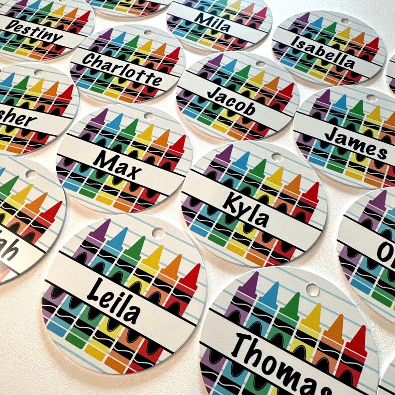 Personalized Backpack Name Tag | Kid’s Circle Bag Tag for School ...