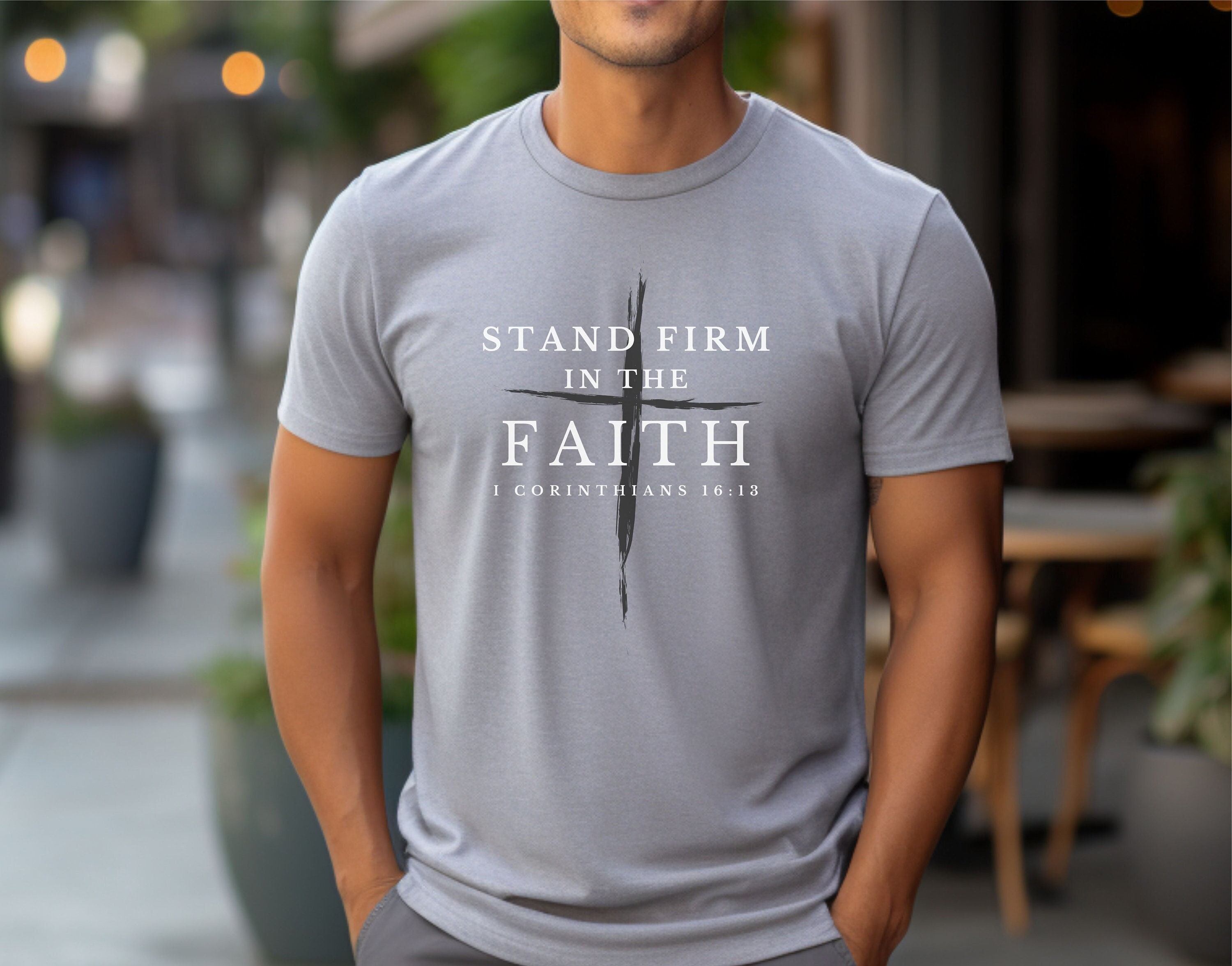 Stand Firm Cross Mens Christian Shirts, Bible Verse Tshirt, Christian ...