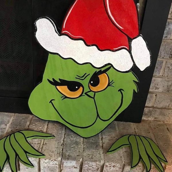 Grinch Peeking Over Fence - Etsy