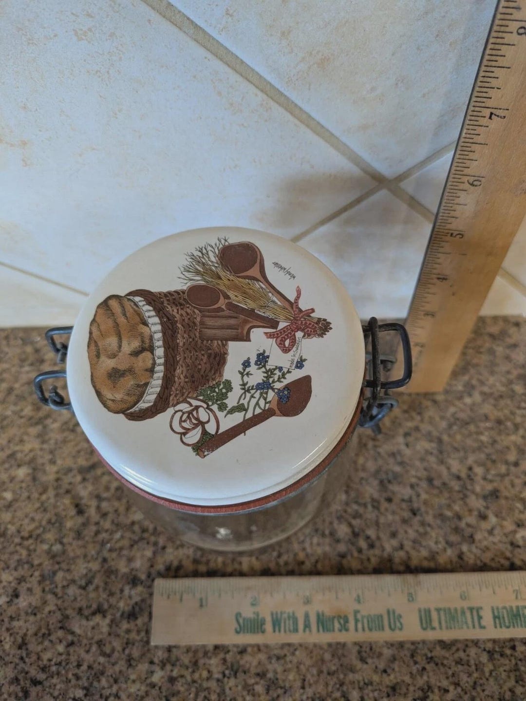 Vintage Hyalyn Wendy Wheeler Art Kitchen Glass Canister Kitsch Jar MCM ...