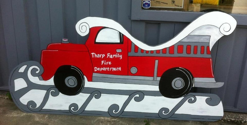 Christmas / Holiday Fireman Santa and Fire Truck Sleigh With ...