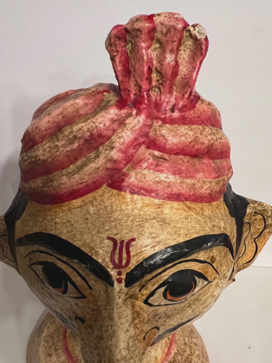 Vintage 2 Large India Papier Mache Paper Head Bust Sculpture Folk Art ...