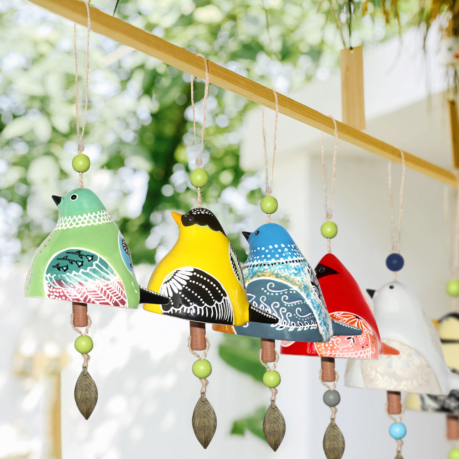 Ceramic Wind Chimes | Colorful Bird Wind Chimes | Lucky Gifts | Garden ...