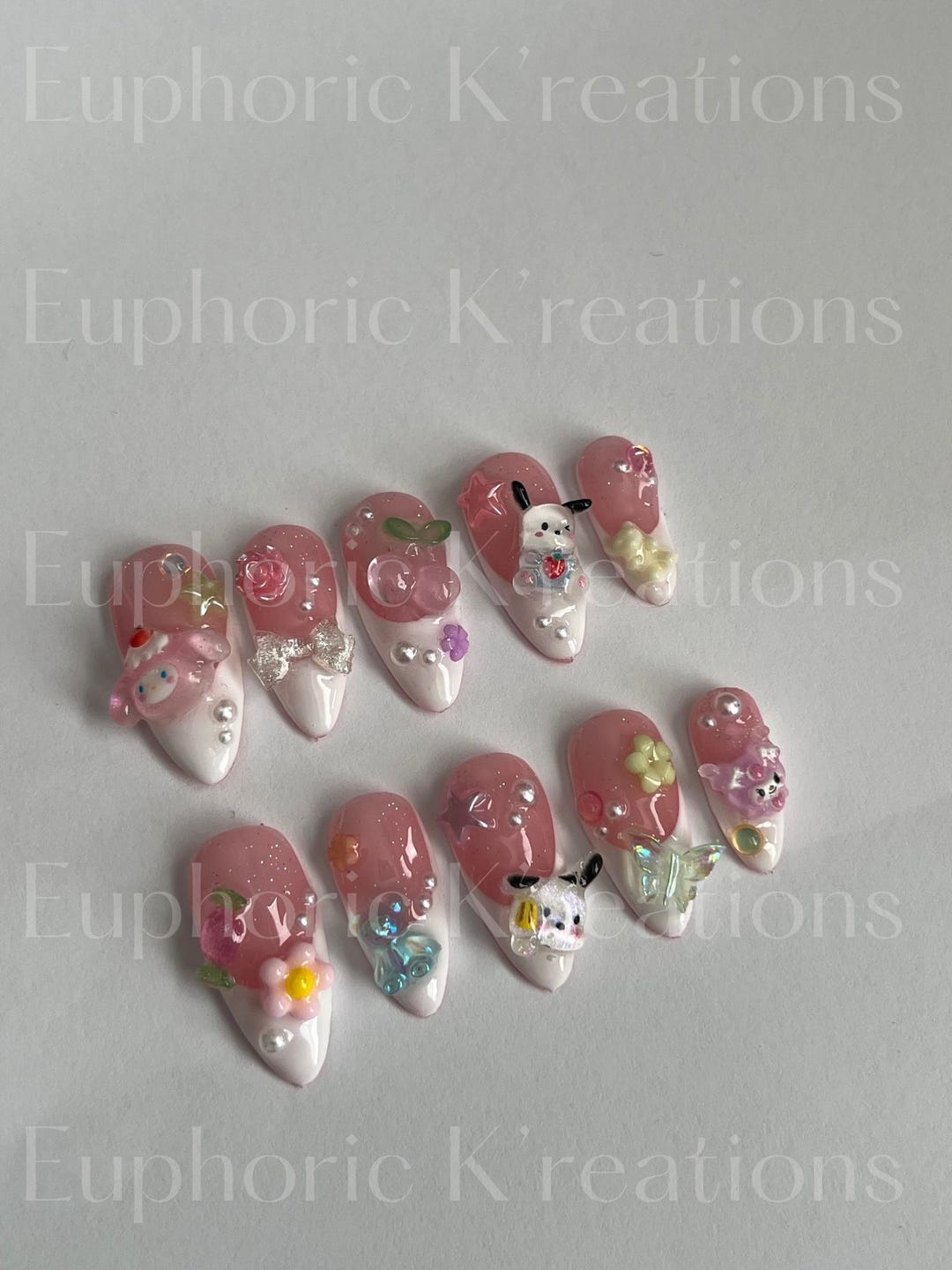 Kawaii Charm Set|handmade Press on Nails| Charms|summer Set| Trendy ...