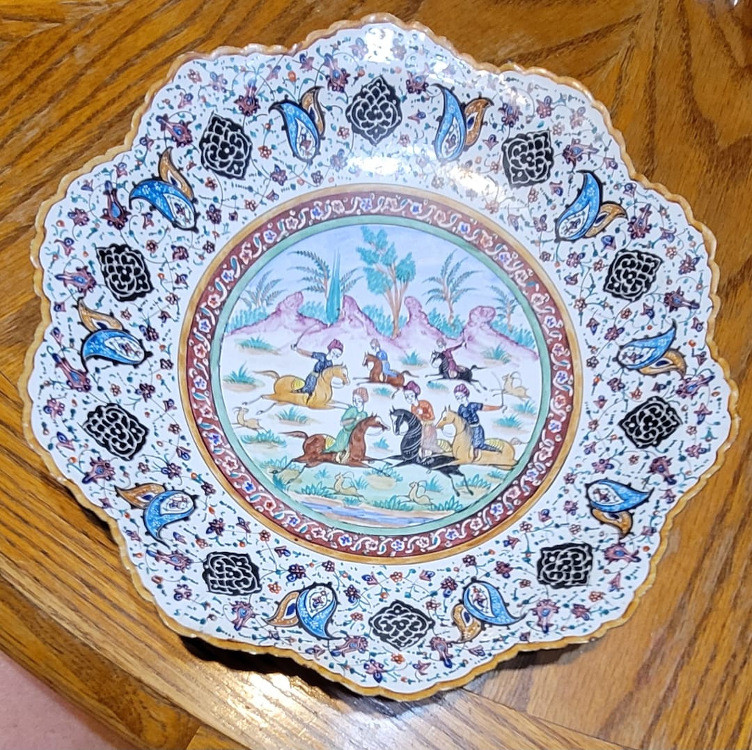Vintage Middle Eastern Persian Enamel Plate - Etsy