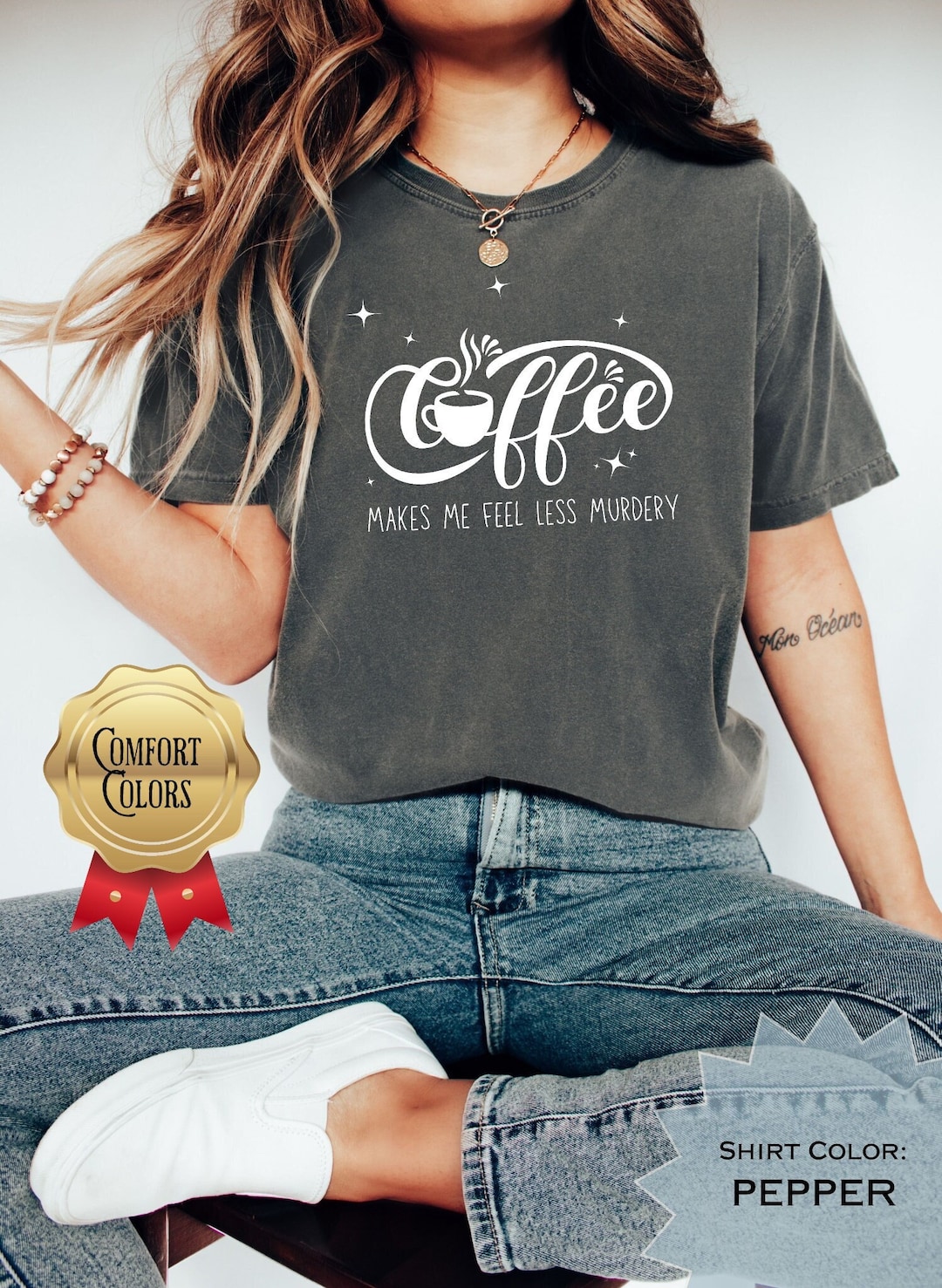 Coffee Makes Me Feel Less Murdery Shirt, Coffee Connoisseur, Coffee ...