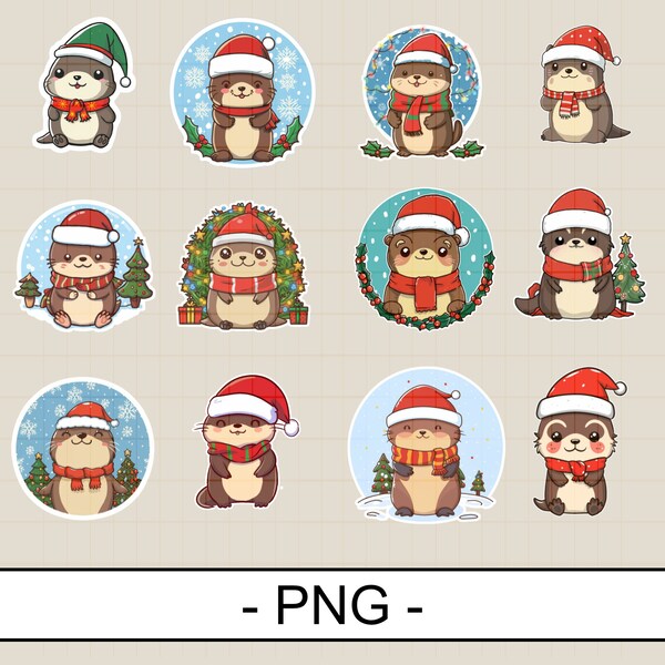 Christmas Otter - Etsy