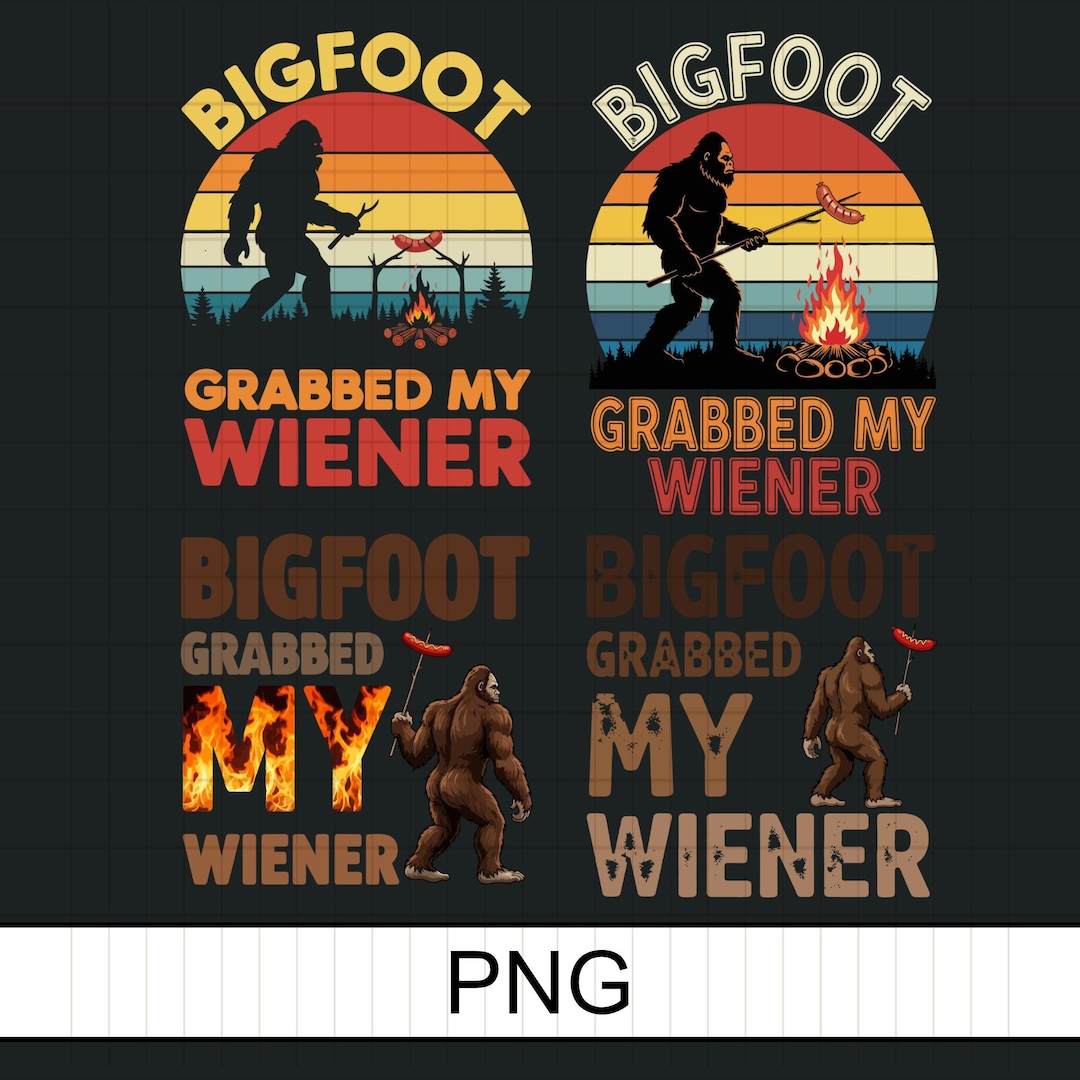 Funny Bigfoot Campfire PNG: Sasquatch Wiener Sunset Graphic (digital ...