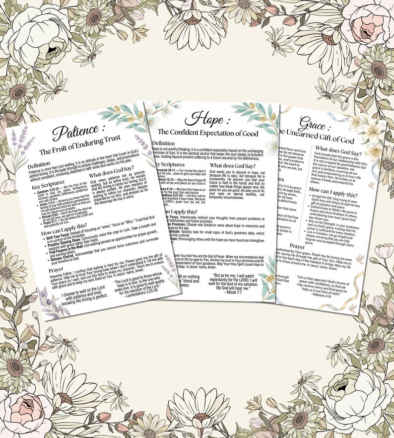 Bible Study Tip Ins – Topical Scripture Sheets Bundle Printable Png Pdf ...