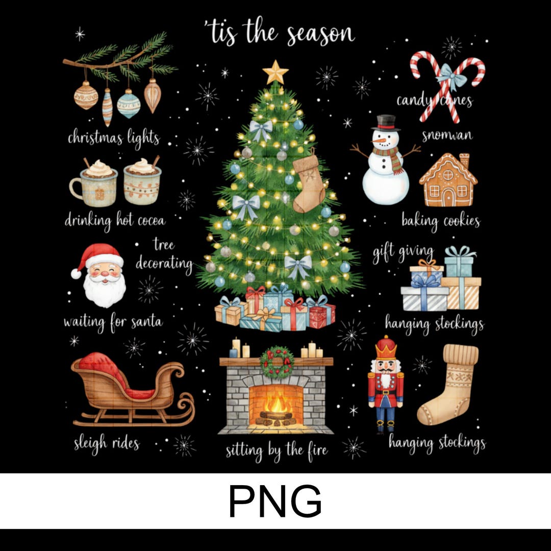 Retro Christmas PNG, Holiday Tree, Santa (digital Download) - Etsy