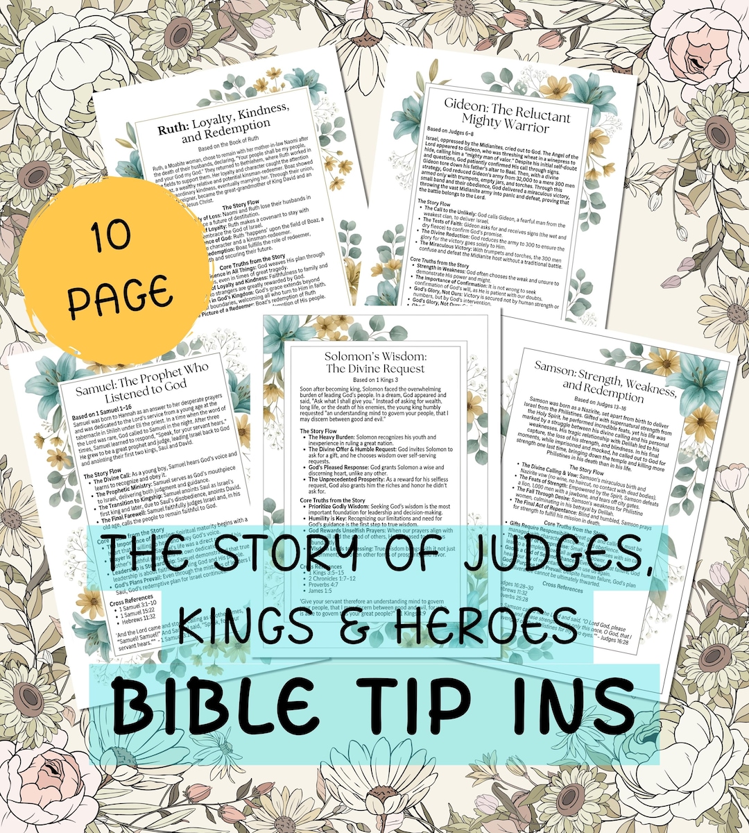10 Bible Tip Ins the Story of Judges and Kings Sheets Bundle Printable ...