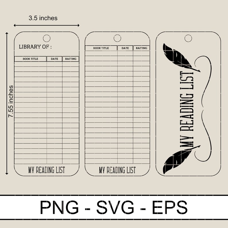 My Reading List Bookmark Svg ,reading Log Bookmark Svg Cut File ...