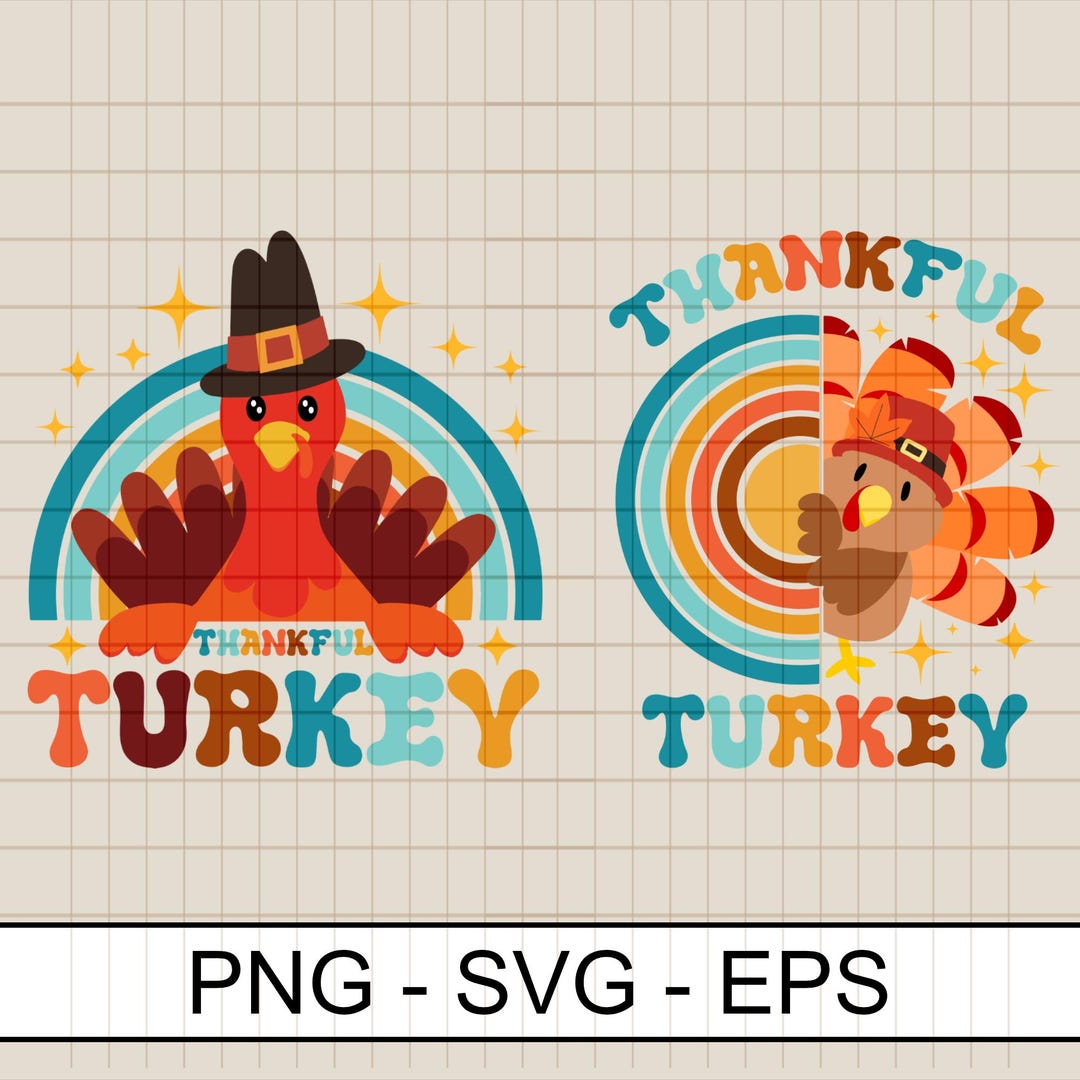 Thankful Turkey Png Svg, Thanksgiving Png Svg, Colorful Turkey Shirt ...