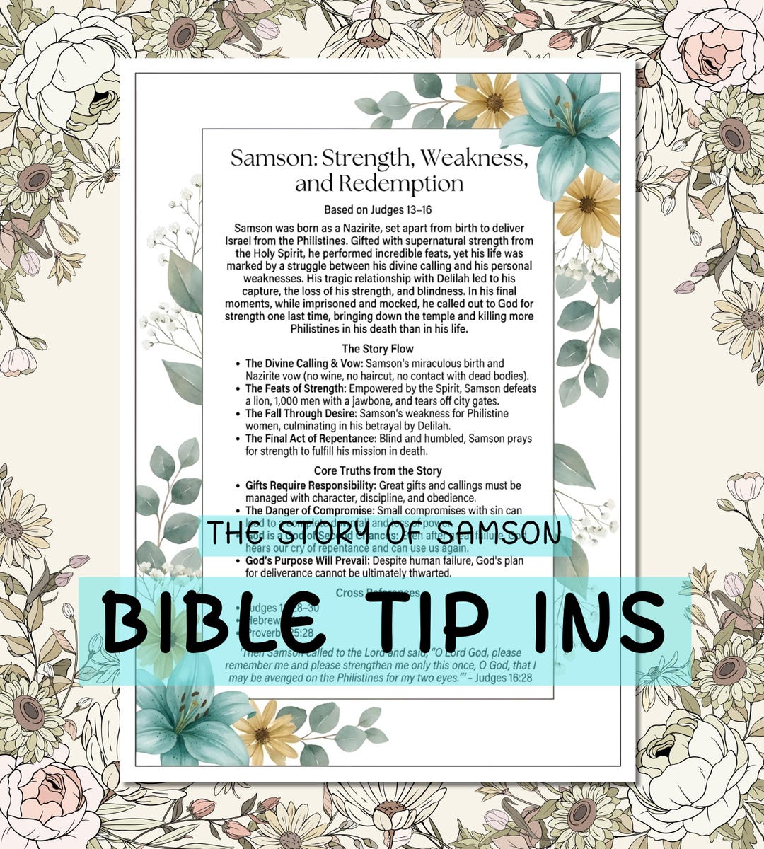 Samson Bible Story Tip-ins – Christian Journal Printable ( PDF) - Etsy