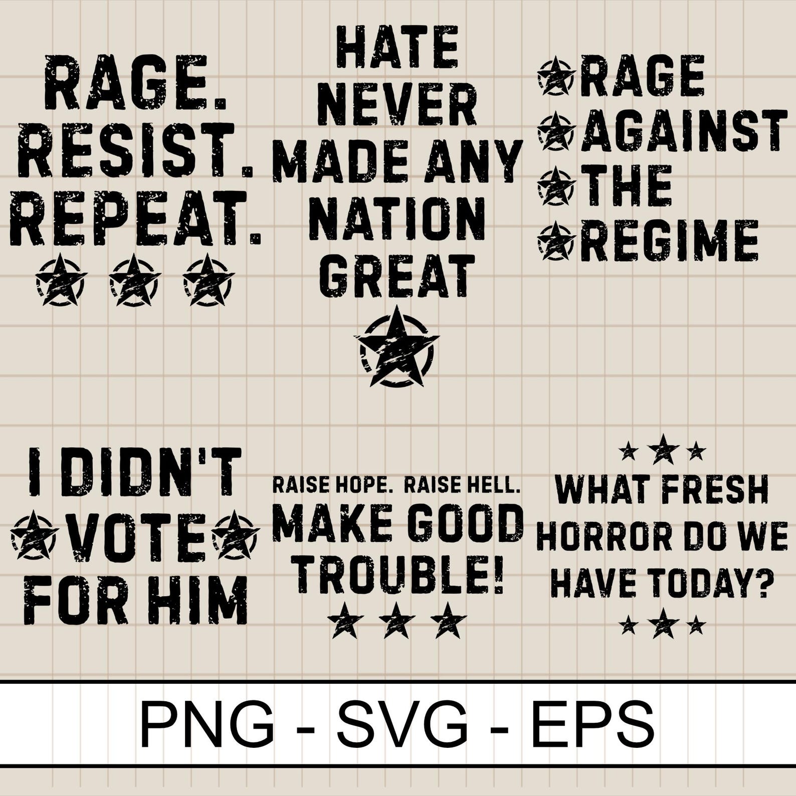 Political Slogans SVG PNG Bundle: Anti Trump, Human Rights (digital ...