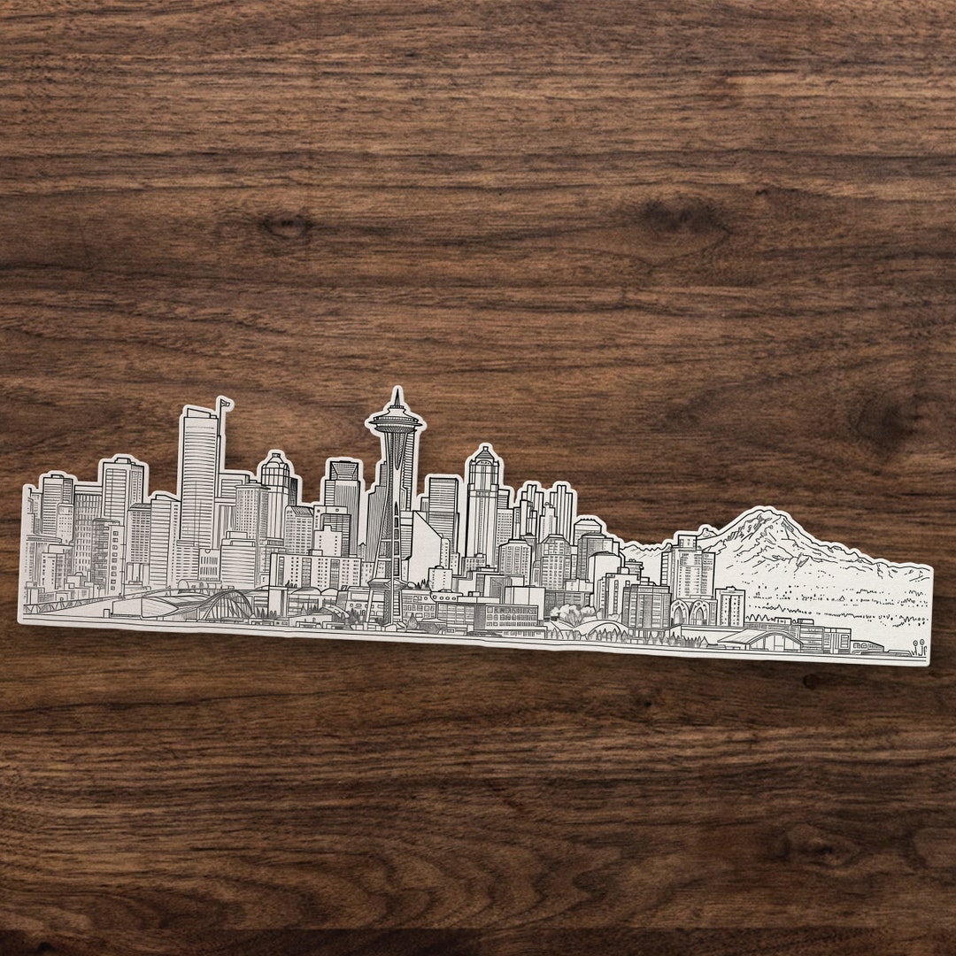 Seattle Wrap Around Sticker for Traveler Water Bottle Laptop Wrap ...