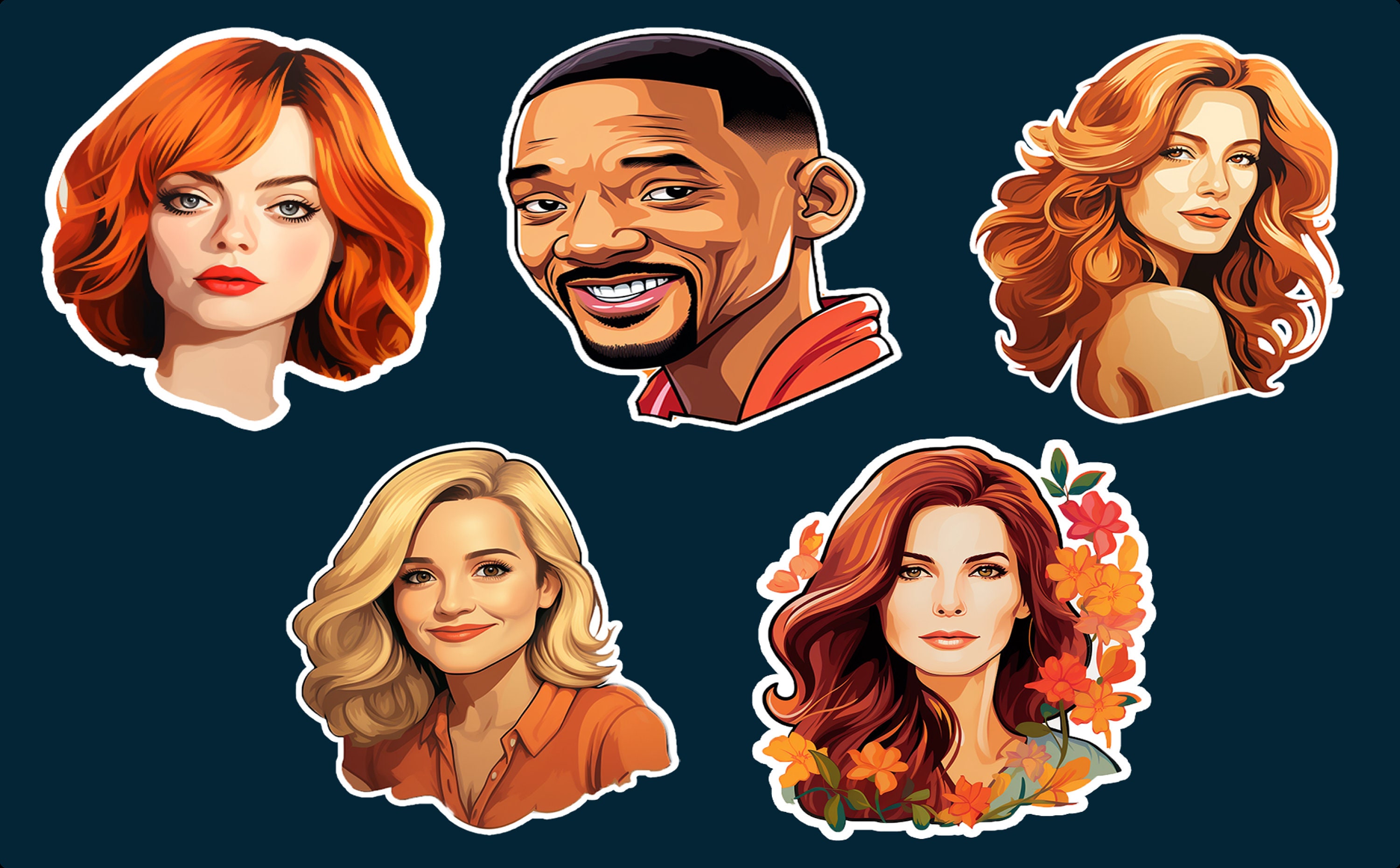 Complete Hollywood Actor / Actress Sticker Pack PNG Stickers and Image ...