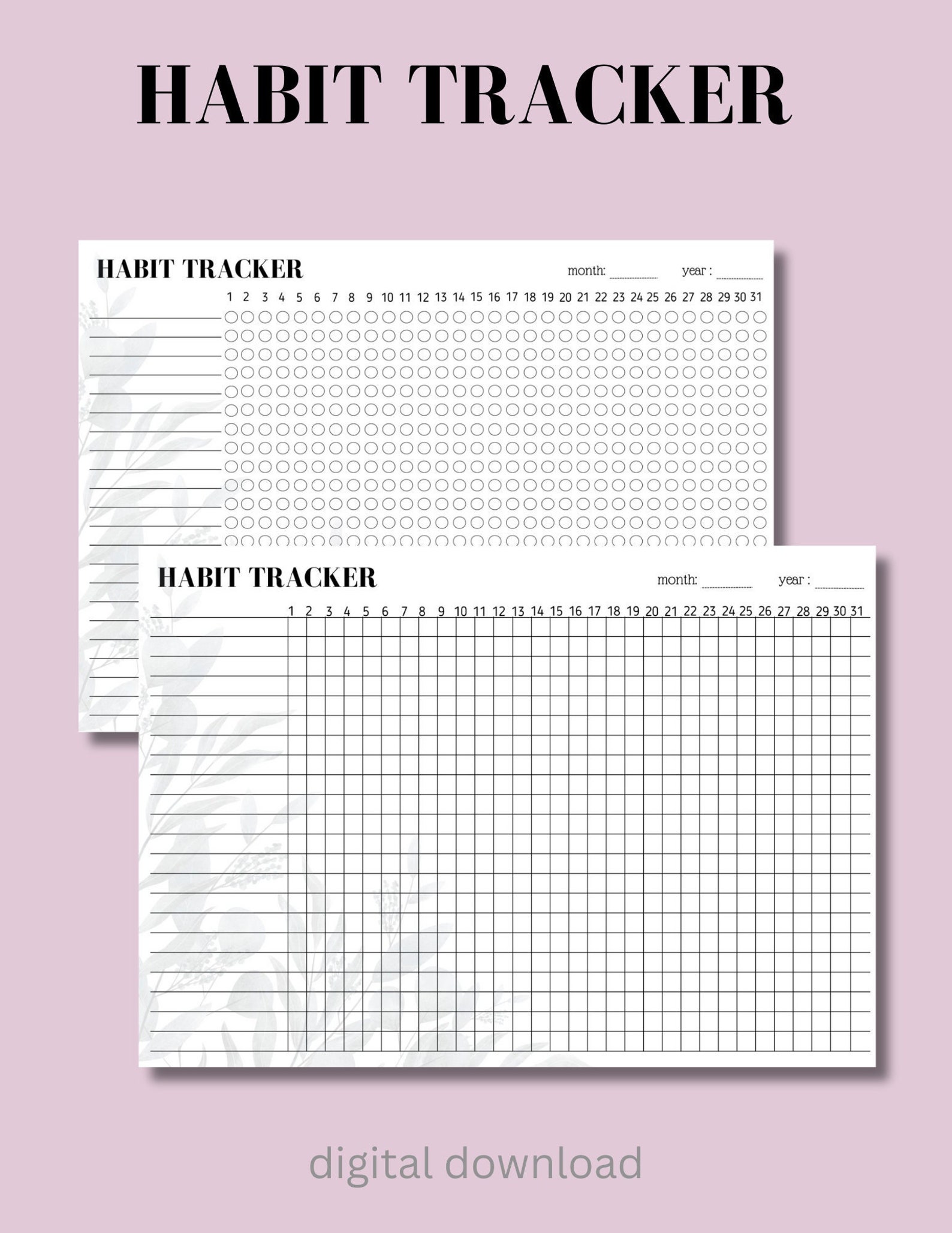 Buy Habit Tracker Printable PDF for Habit Planners,instant Download: A4 ...