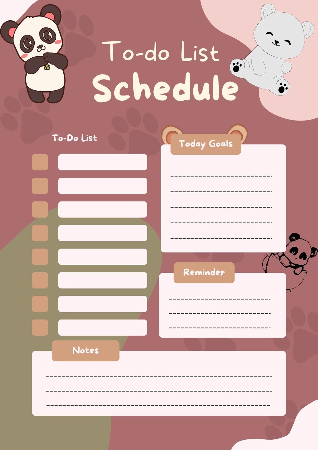 Cute Teddy Printable to Do List Digital to Do List Pages Animal to Do ...