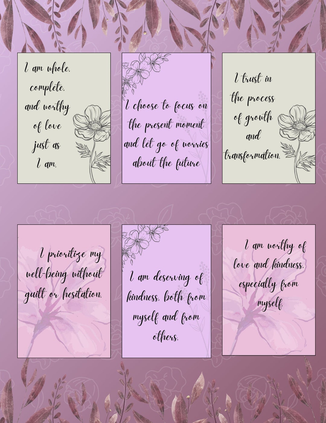 36 Self Love Affirmation Cards Printable Affirmation Cards Vision