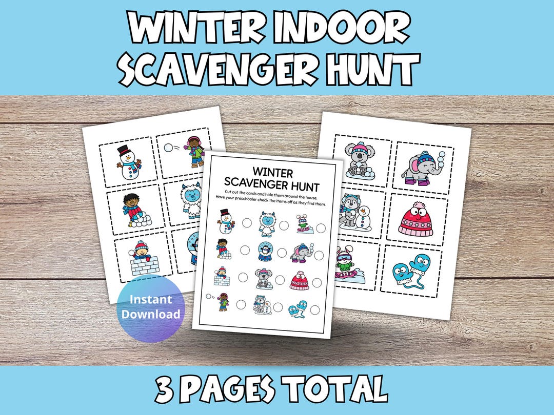 Winter Indoor Scavenger Hunt Printable for Preschoolers, Prek ...