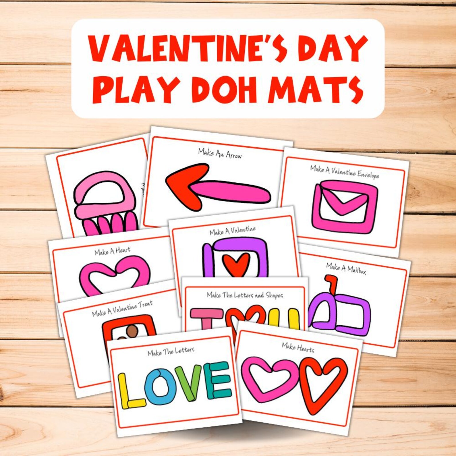 Valentine's Day Play Dough Mats Printable Toddler Activity | Fine Motor ...