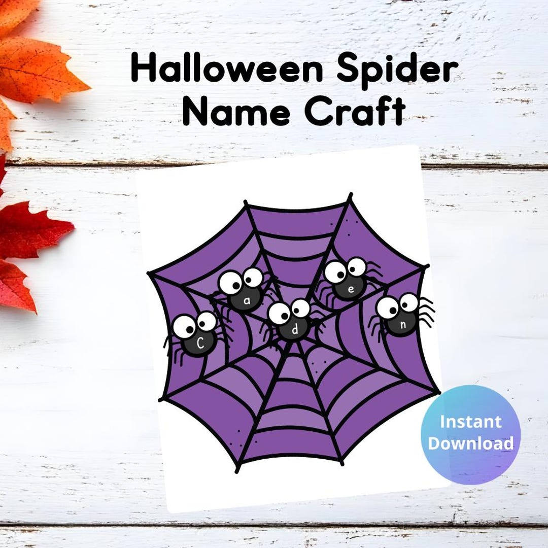 Halloween Spider Web Name Craft Printable | Halloween Preschool Name ...