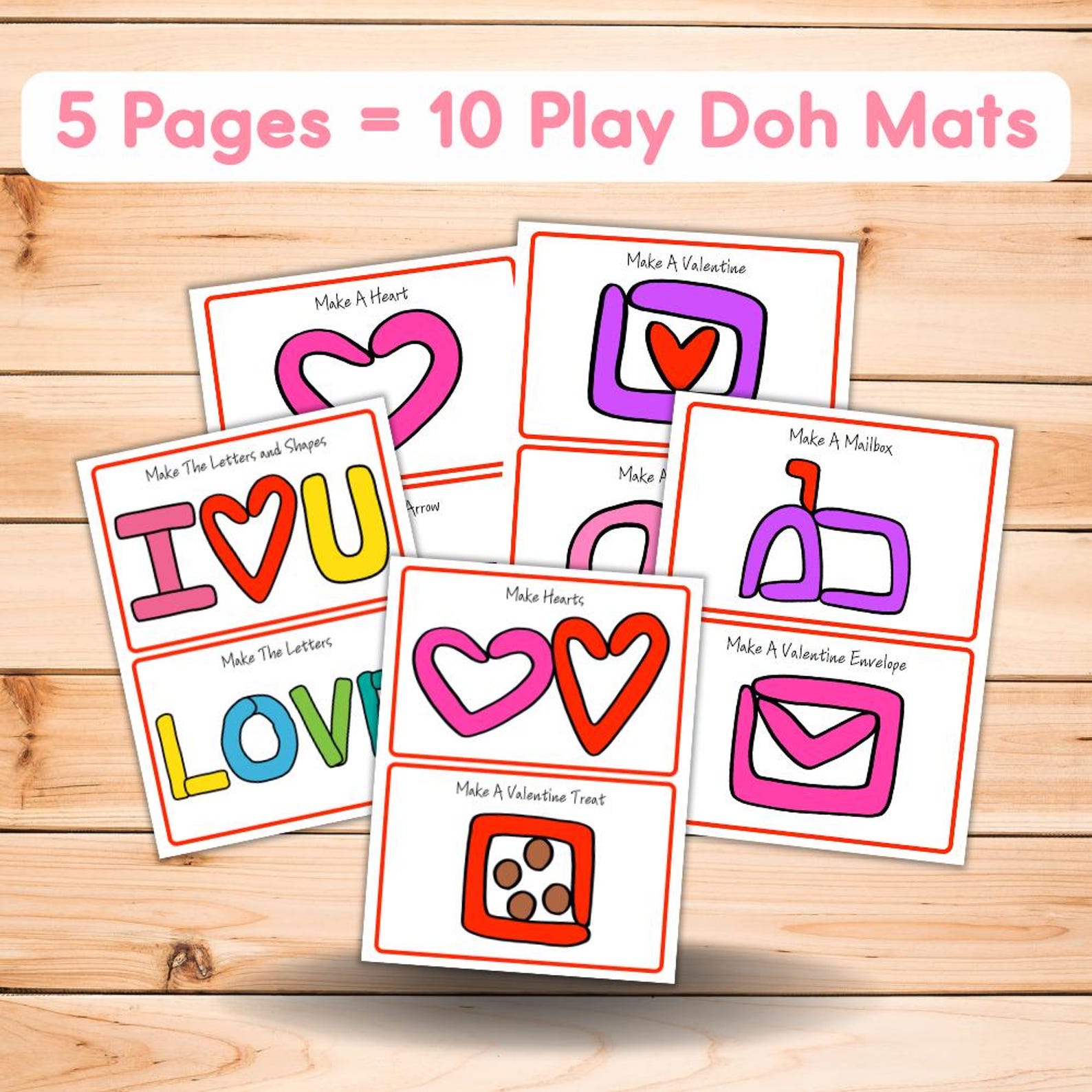 Valentine's Day Play Dough Mats Printable Toddler Activity | Fine Motor ...
