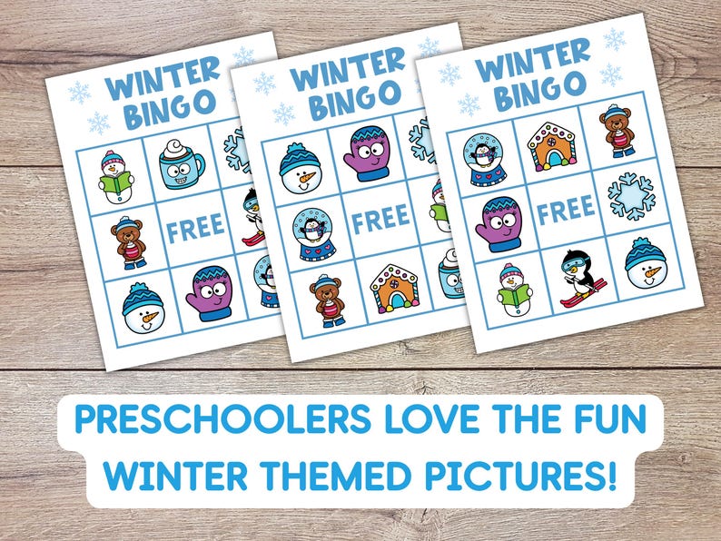 Winter Bingo Game Printable Preschool Activity - Fun Winter Classroom ...
