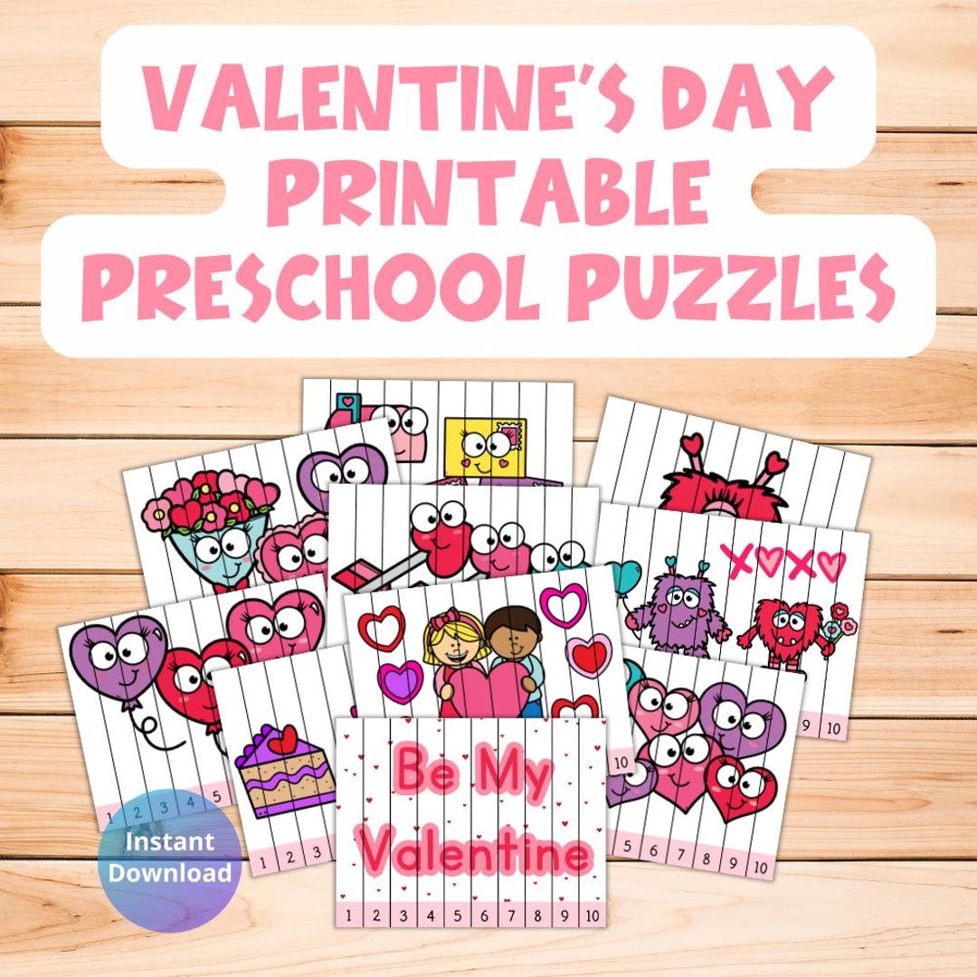 Preschool Printable Valentine Puzzles | Valentine's Day Printable ...