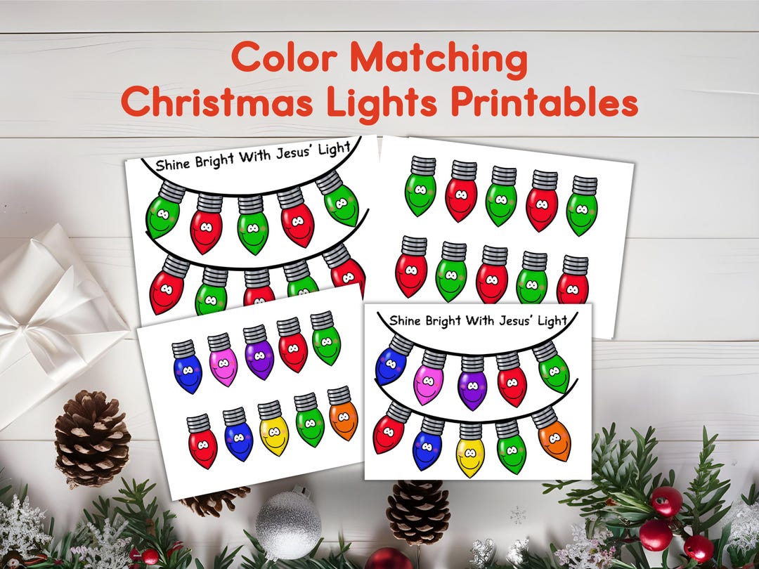 Color Matching Christmas Lights Educational Printables for Toddlers ...