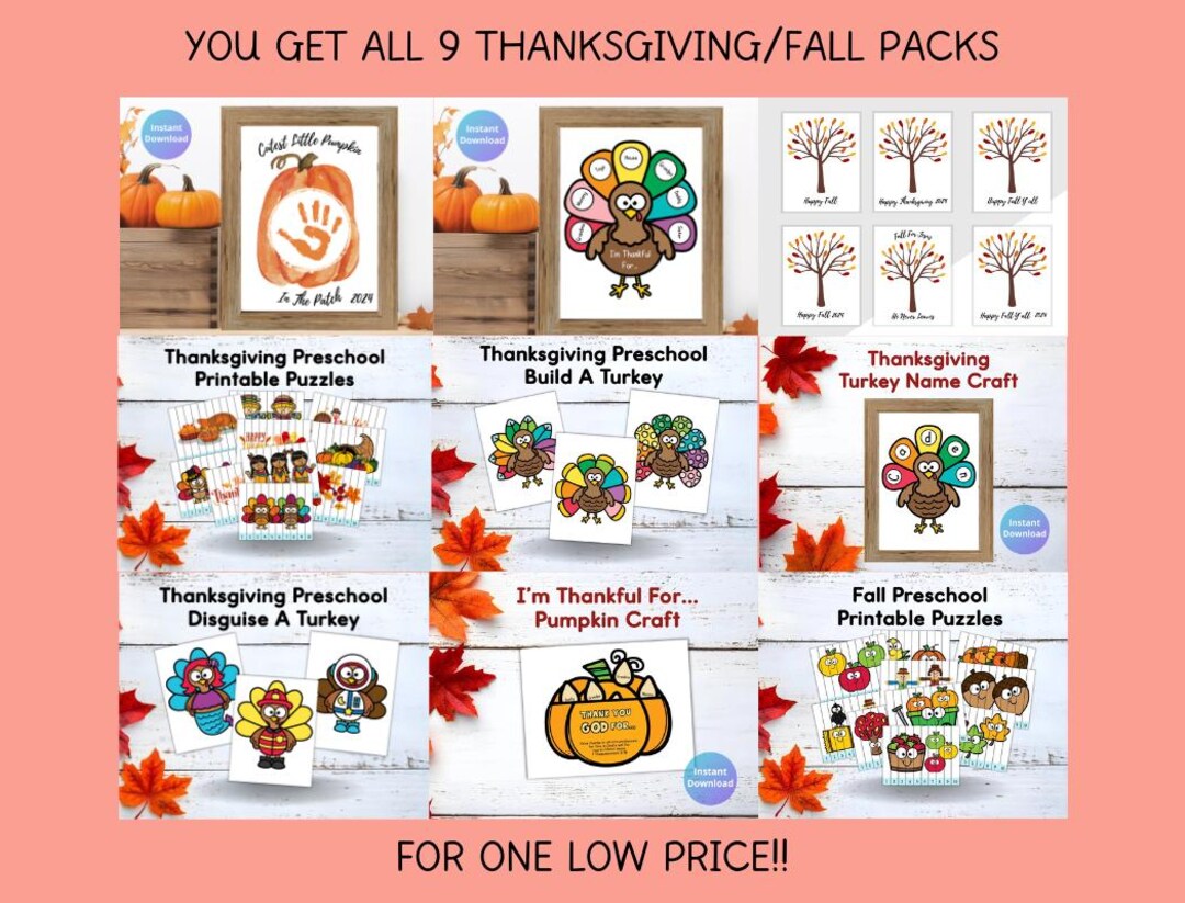 Thanksgiving Preschool Activity Bundle | Printable Thanksgiving and ...