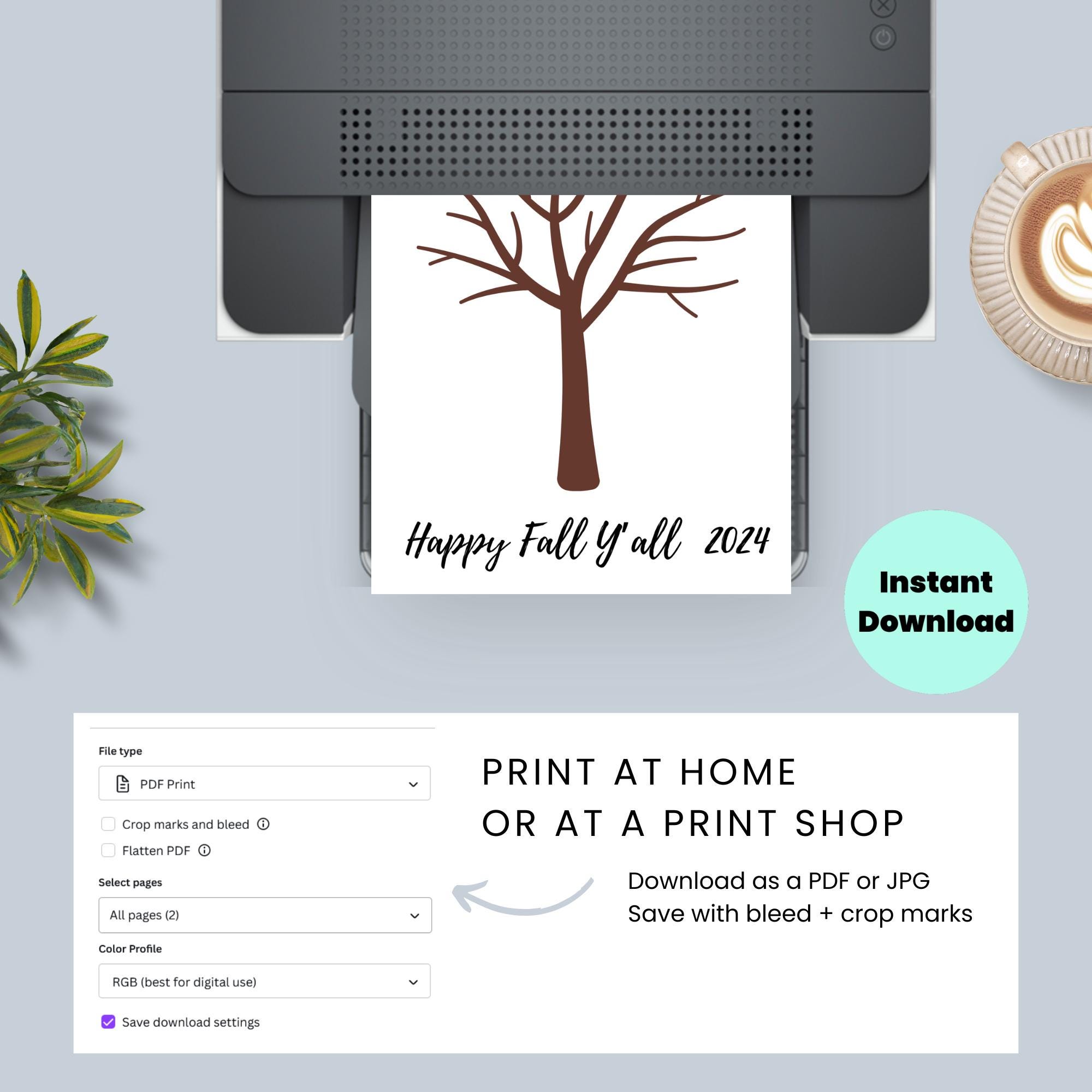 Happy Fall Y'all Kids Craft Printable | Fall Tree Fingerprint Craft ...
