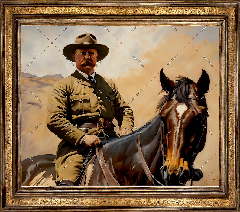 Theodore Roosevelt Portrait | Wall Art Oil Painting | Vintage Décor ...