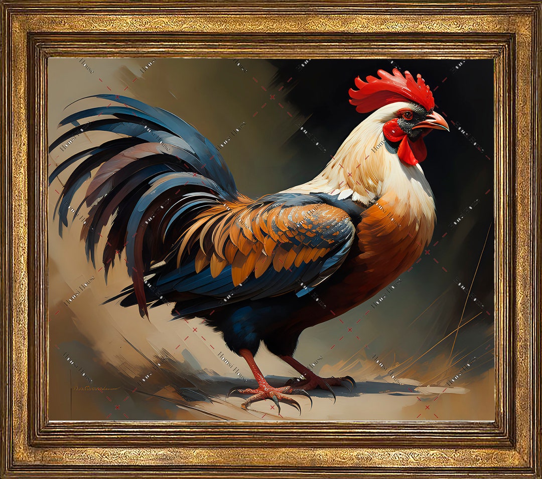 French Roster Portrait Wall Art Oil Painting Vintage Décor PRINTABLE ...