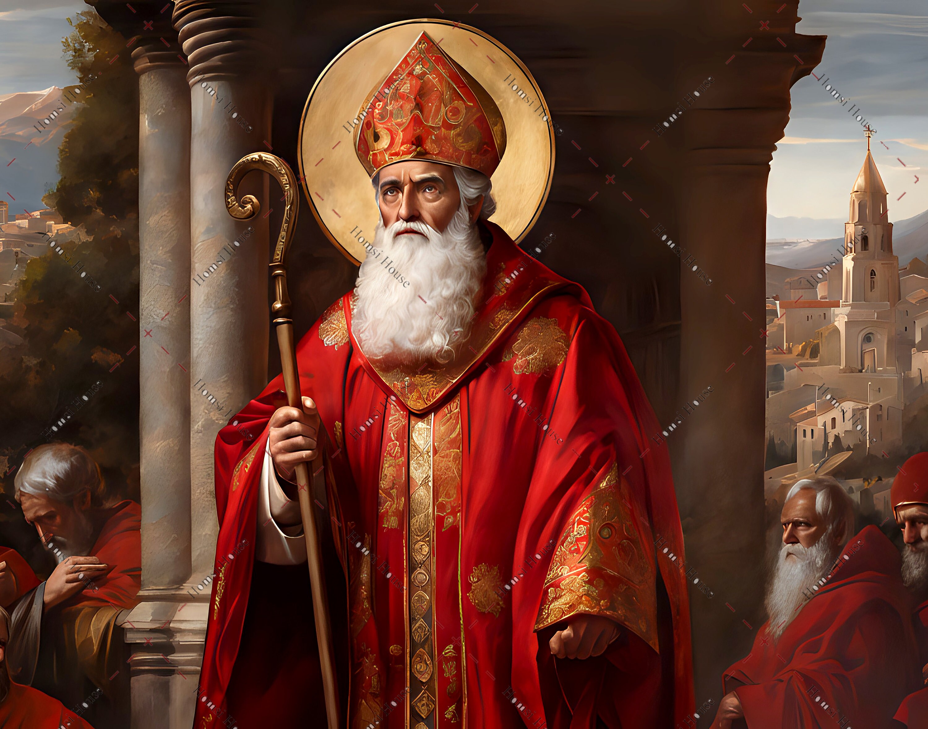St. Nicholas of Myra Portrait | Wall Art Oil Painting | Vintage Décor ...