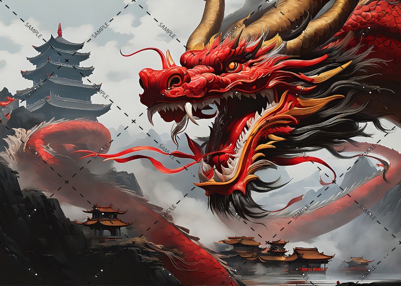 Traditional Chinese Dragon Oil Painting 1 of 5 - Etsy
