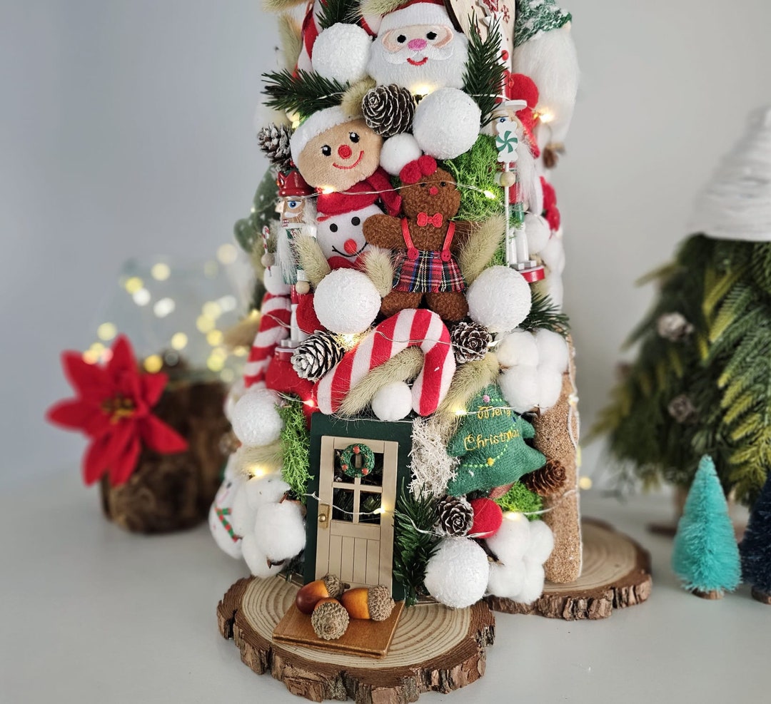 Rustic Christmas Tree With Lights Festive Holiday Decor Handmade Gift ...