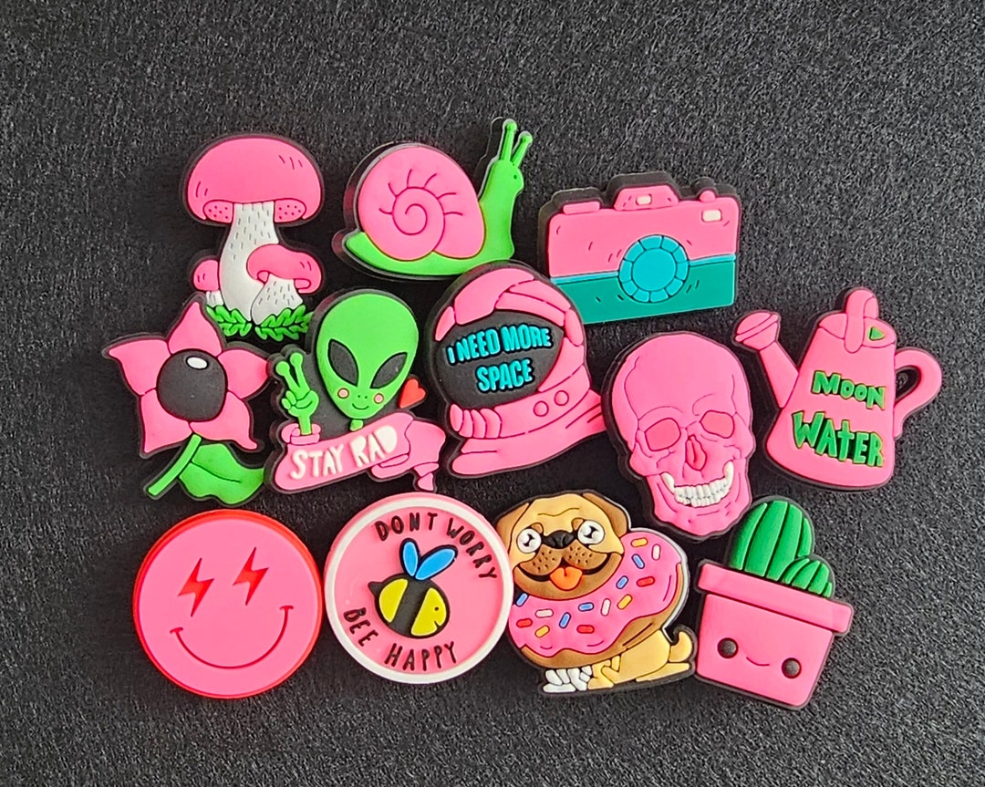 Pink Croc Charms I Need Space Astronaut Stay Rad Alien Bee Happy ...