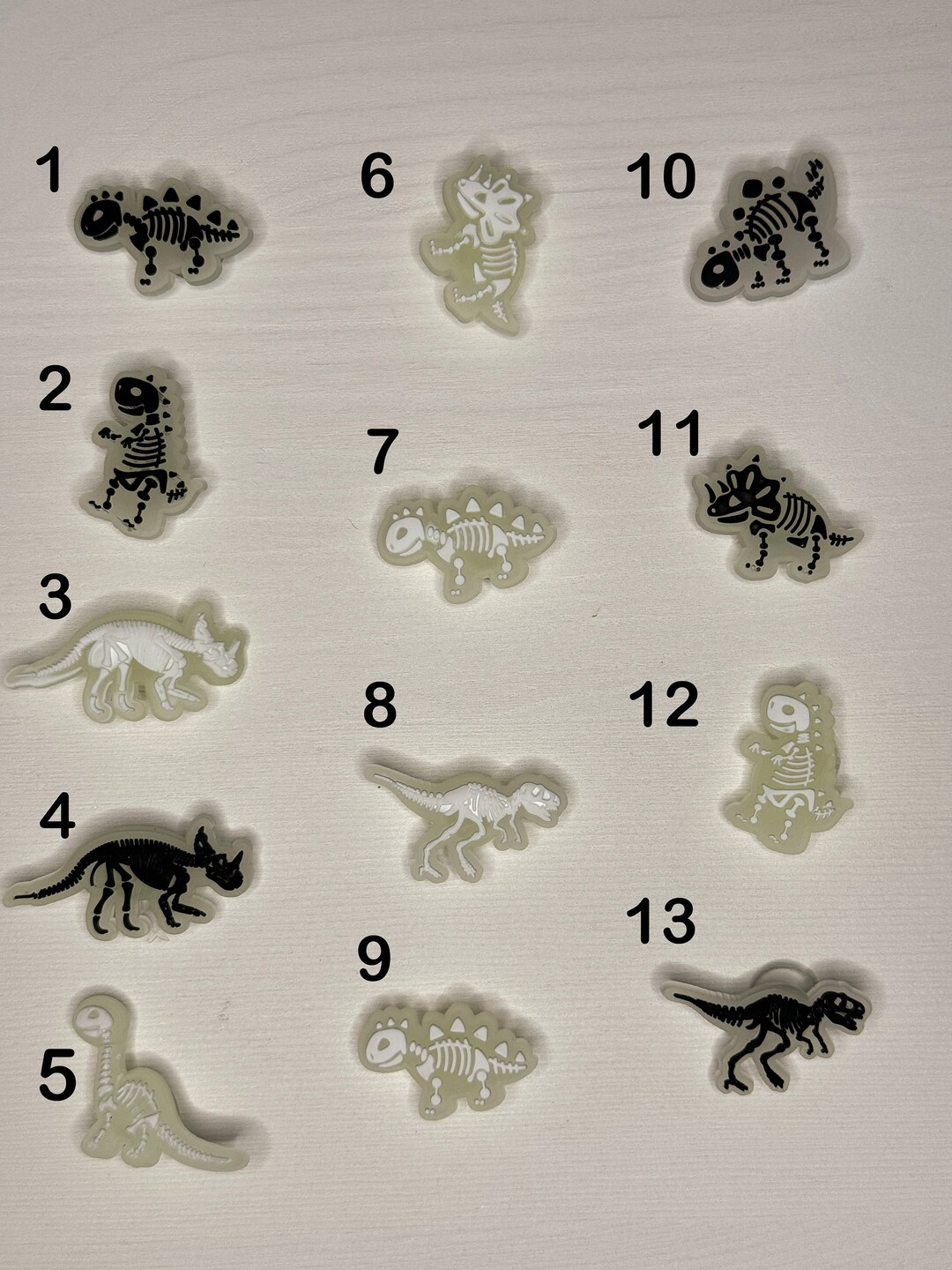 Glow in the Dark Dinosaurs Fossils Croc Charms Casual Style Designs ...