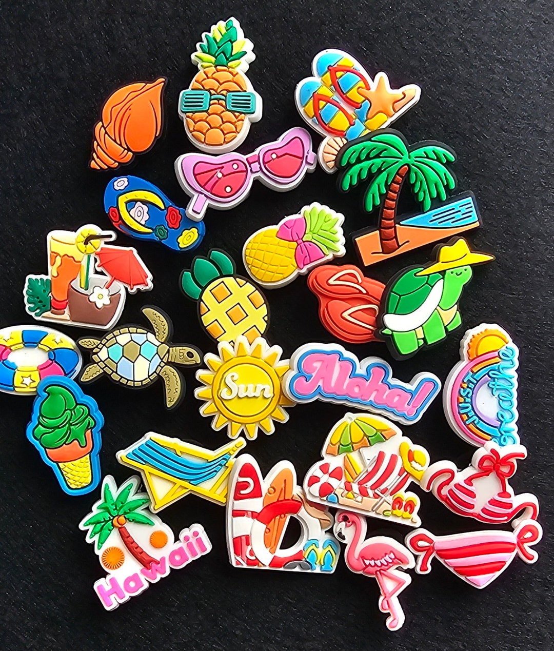 Summer Style Croc Charms Cute Designs Pin Badge Wave Sun Beach Turtle Avocado Kawaii Star Fish ...